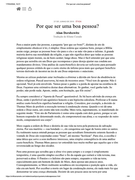 Aula 1 Por Que Ser Uma Boa Pessoa Alan Dershowitz Pdf