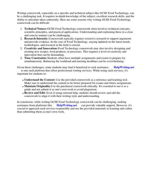 Gcse Food Technology Example Coursework Pdf Egg As Food Diet