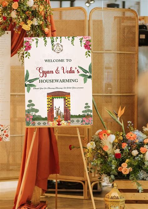 Elegant Floral Designs For Housewarming Welcome Boards