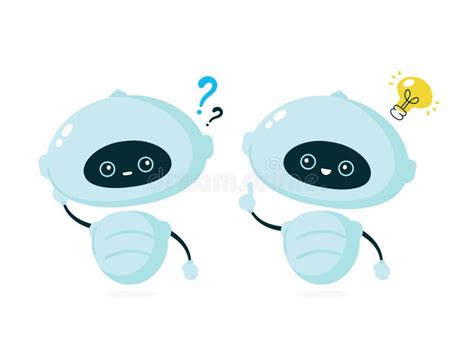 Cute Smiling Robot Bot With Question Mark Stock Vector Illustration