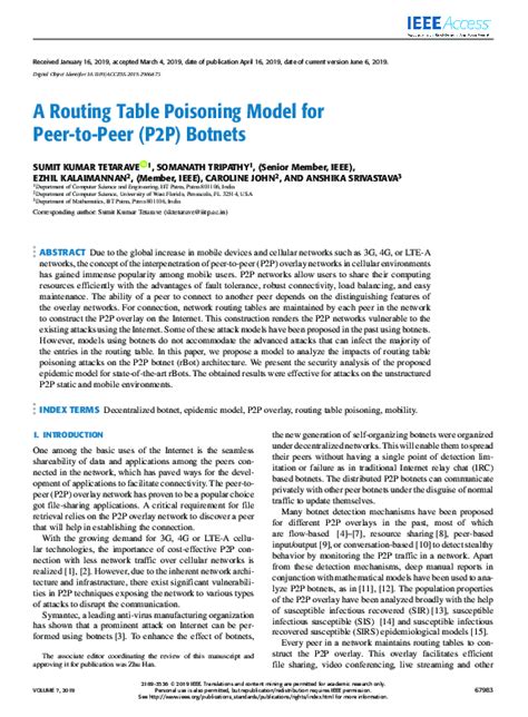 Pdf A Routing Table Poisoning Model For Peer To Peer P2p Botnets