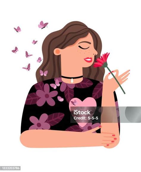 자신을 사랑하는 자랑스러운 소녀 행복한 여자 와 마음과 나비 와 사랑 자신 벡터 일러스트 여자에 대한 스톡 벡터 아트 및 기타 이미지 여자 한 명의 여자만 인체