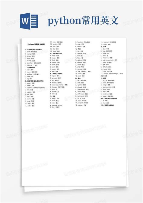 python常用英文word模板下载 编号qxrxrzrz 熊猫办公