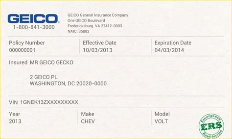 Geico Insurance Card