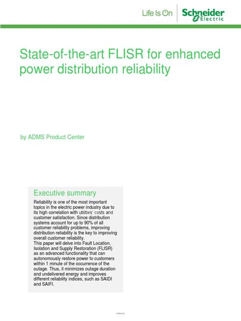 State Of The Art Flisr For Enhanced Power Distribution Reliability