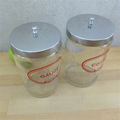 Profex Gauze Cotton Red Label Medical Glass Jars Containers Olde