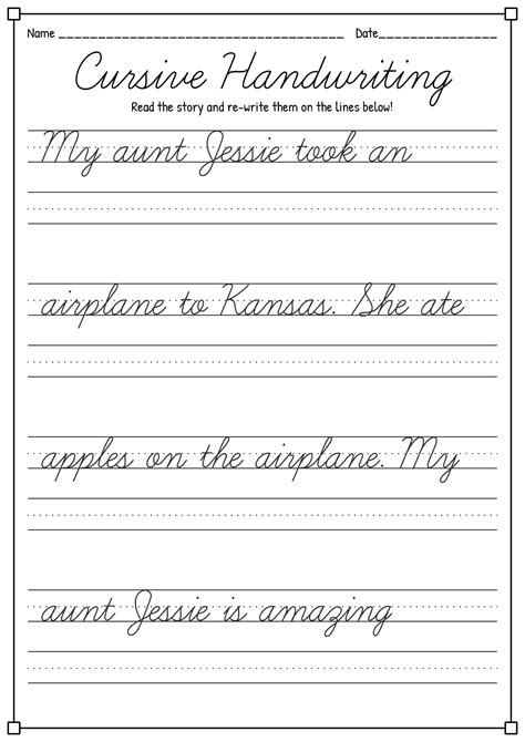 A Sentence In Cursive Writing