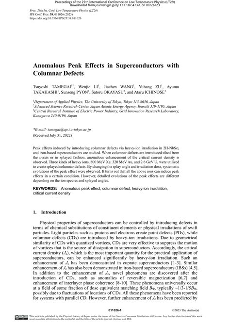 Pdf Anomalous Peak Effects In Superconductors With Columnar Defects