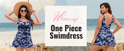 Ecupper Womens Plus Size Swimsuit One Piece Skirted Swimwear Tummy