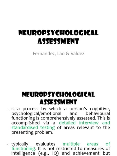 Neuropsychological Assessment Psychological Evaluation Intelligence Quotient