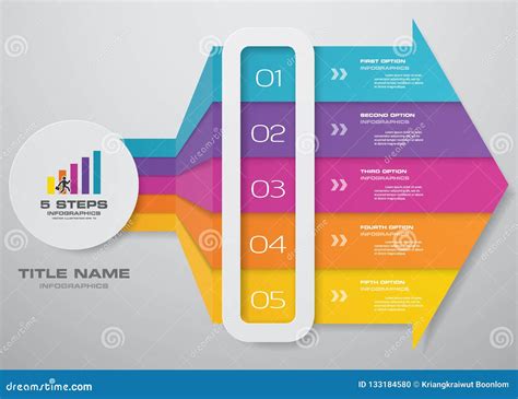 5 Steps Infographics Element Arrow Template Chart For Presentation