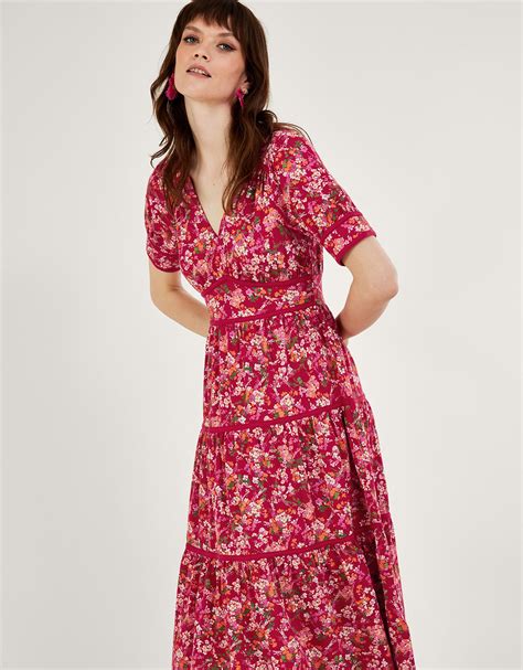 Ditsy Floral Midi Dress Red