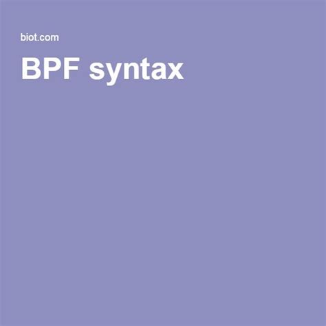 BPF Syntax