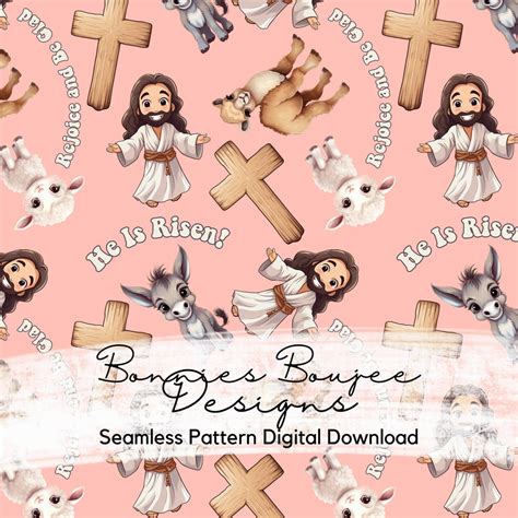 Peachy Easter Jesus Seamless Design Faith Easter Seamless File Animal