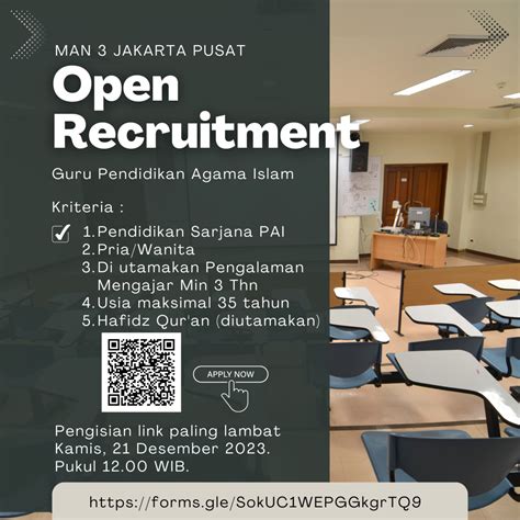 Informasi Lowongan Kerja Guru Pai Man 3 Jakarta Pusat