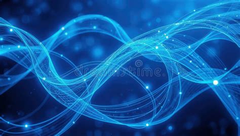 Futuristic Blue Waves With Glowing Particles Create Mesmerizing Visual Effect Representing