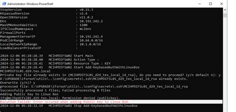 error when running main ps1 resource key in an upgrade [remote
