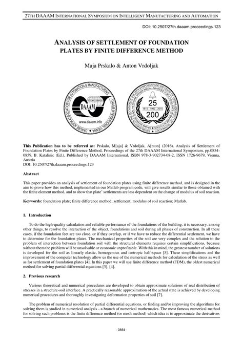 Pdf Analysis Of Settlement Of Foundation Plates By Finite Difference Method