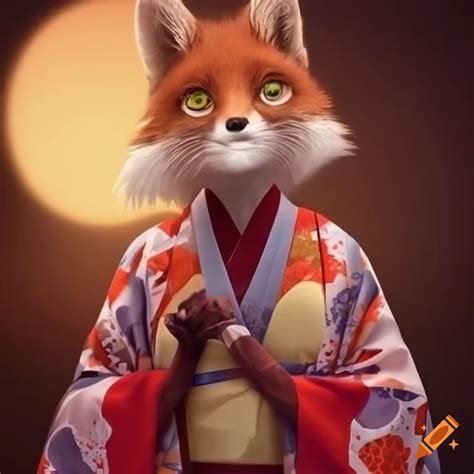 Anthropomorphic Female Fox In A Kimono On Craiyon