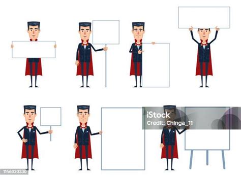 다른 빈 배너 포즈 뱀파이어 캐릭터의 집합입니다 포스터 종이 플 래 카드 화이트 보드를 가리키는 쾌활 한 뱀파이어 가 르 친다 광고 홍보 가리키기에 대한 스톡 벡터 아트 및
