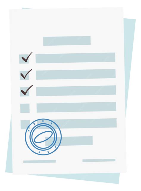 Premium Vector Signed Paper Form With Checkboxes And Blue Stamp Mark