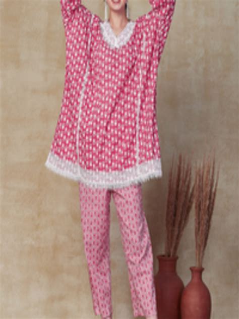 Buy FASHOR Floral Printed Regular Pure Cotton Kurta With Trousers