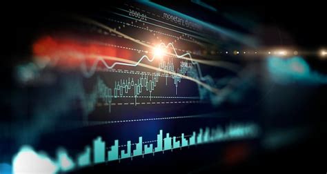 Premium Photo Business Graph And Trade Monitor Mixed Media