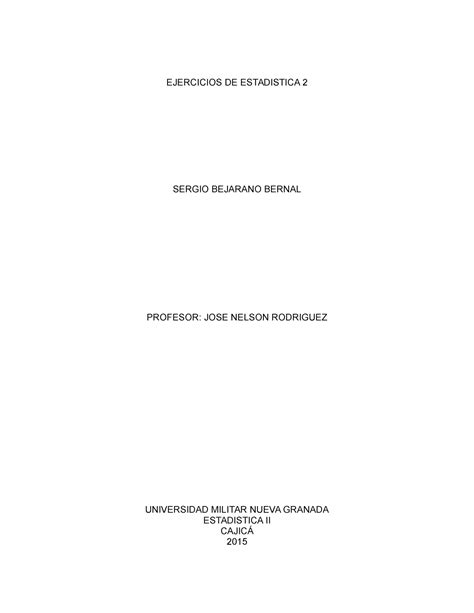 Ejercicios De Estadistica Inferencial UTP Studocu