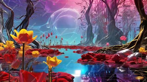 Premium Ai Image Colourful Allien World With Dna Ai Network Analogue