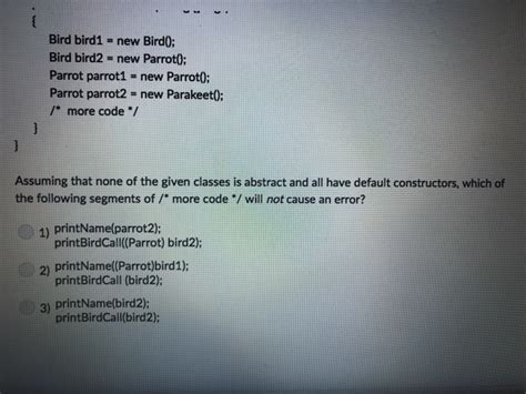 Solved Consider The Following Hierarchy Of Classes Bird Chegg
