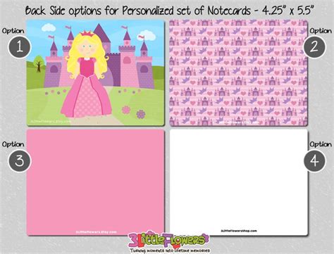 Princess Note Cards Set Of Personalized Note Cards 425 X Etsy