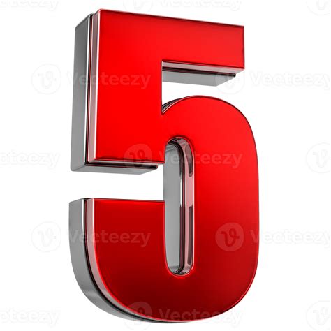 5 Number Red 3d 34973805 Png