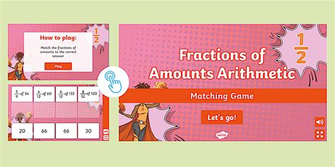 Fractions Of Amounts Matching Maths Game KS2 Revision