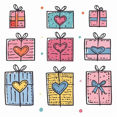 Premium Vector Set Colorful T Boxes Heart Decorations Various