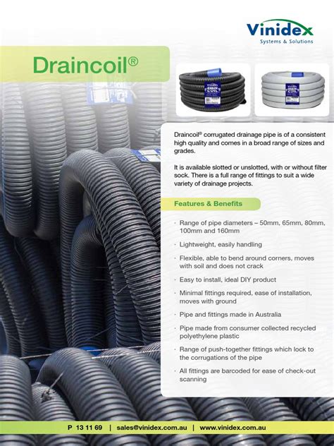 Draincoil Features And Benefits Pdf Pipe Fluid Conveyance Yarn