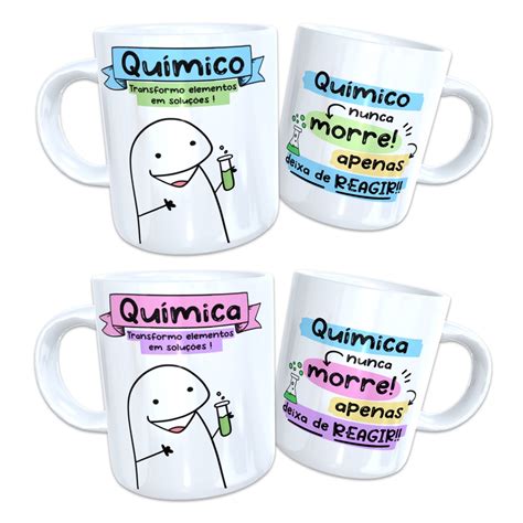 Caneca Flork Química Ou Químico Branca Porcelana Personalizada 325ml