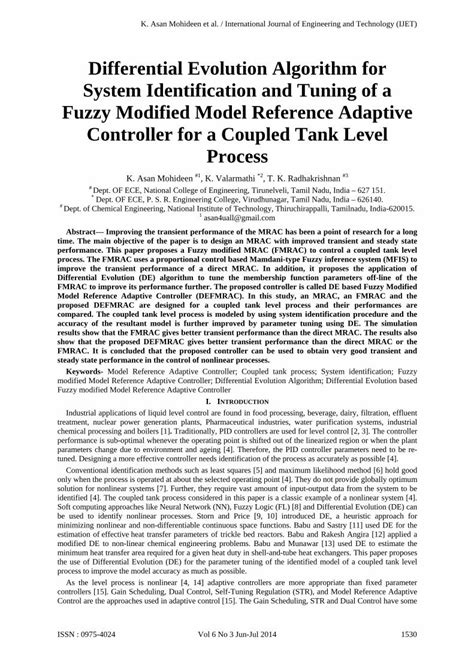 Pdf Differential Evolution Algorithm For System Identification