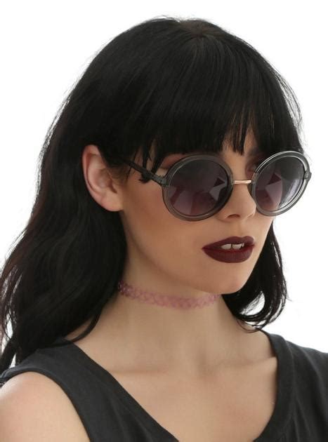 Translucent Black Plastic Round Sunglasses Hot Topic