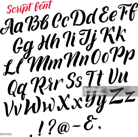 Handwritten Latin Alphabet Cursive Black Letters Vector Fonts Isolate On White Background High