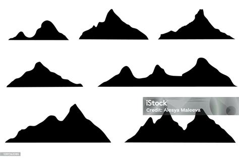 白色背景的山脈剪影向量圖形及更多地貌圖圖片 地貌圖 冒險 剪裁圖 Istock