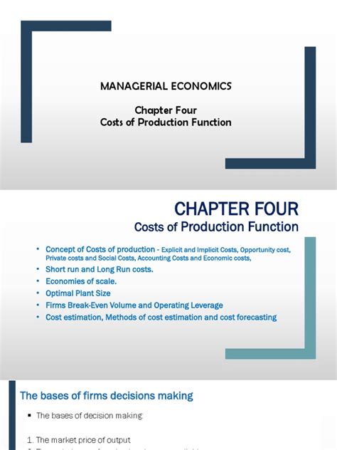 Chapter 4 Costs Of Production 1 Pdf Long Run And Short Run
