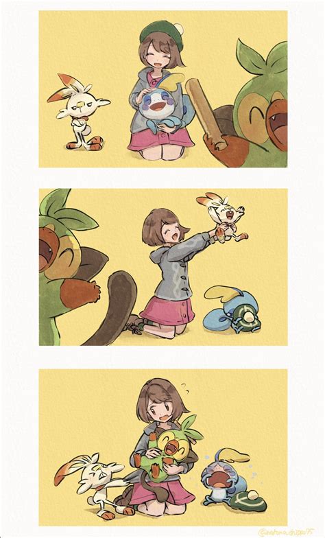Gloria Scorbunny Sobble And Grookey Pokemon And 1 More Drawn By
