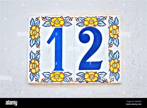 Number 12 Twelve Joyful Floral Blue Digits On Light Almost White