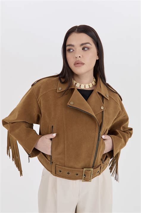 Куртка из искусственной замши коричневая 474150262 36890 0₽ в интернет магазине 4forms в Москве