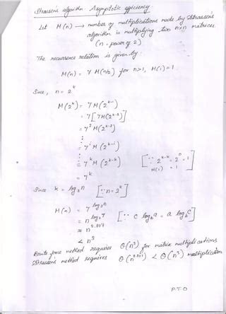 Multiplication Of Integers Strassens Matrix Multiplication Subi Notes Pdf