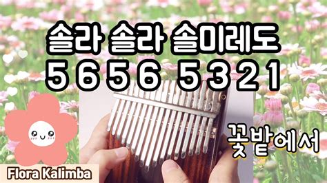 꽃밭에서 숫자악보 계이름 칼림바 동요 초보 연주 Tabs Kalimba Beginner 아빠하고 나하고 만든 꽃밭에~채송화도
