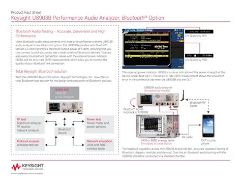U8903b Performance Audio Analyzer Bluetooth® Option Product Fact Sheet Pdf Asset Page Keysight