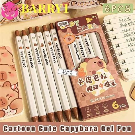 BARRY1 6PCS Capybara Panda Gel Pen Writing Black Ink 0 5mm Square Gel