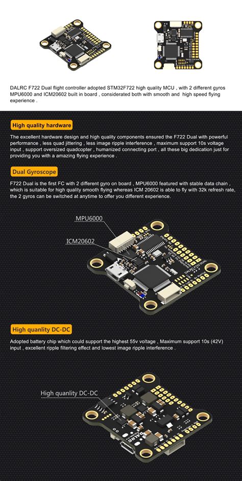 Dalrc F722 Dual Stm32f722rgt6 F7 Flight Controller Mpu6000 And Icm20602