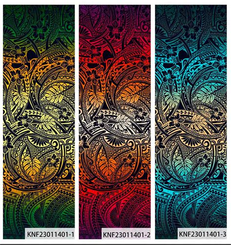 Hula Dreams Polynesian Print Fabric With Plumeria Floral And Tribal Tattoo Design On Peach Skin